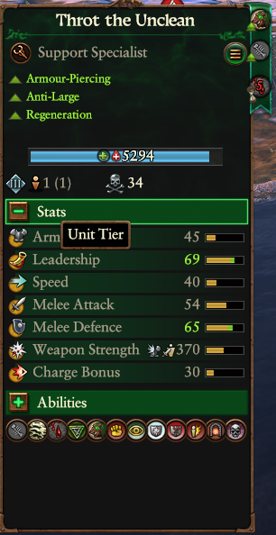 Throt the Unclean counts as Tier Three Unit - Total War: Warhammer