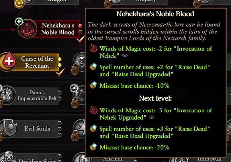 Necrarch lord skill losing effect when leveled up - Total War: WARHAMMER
