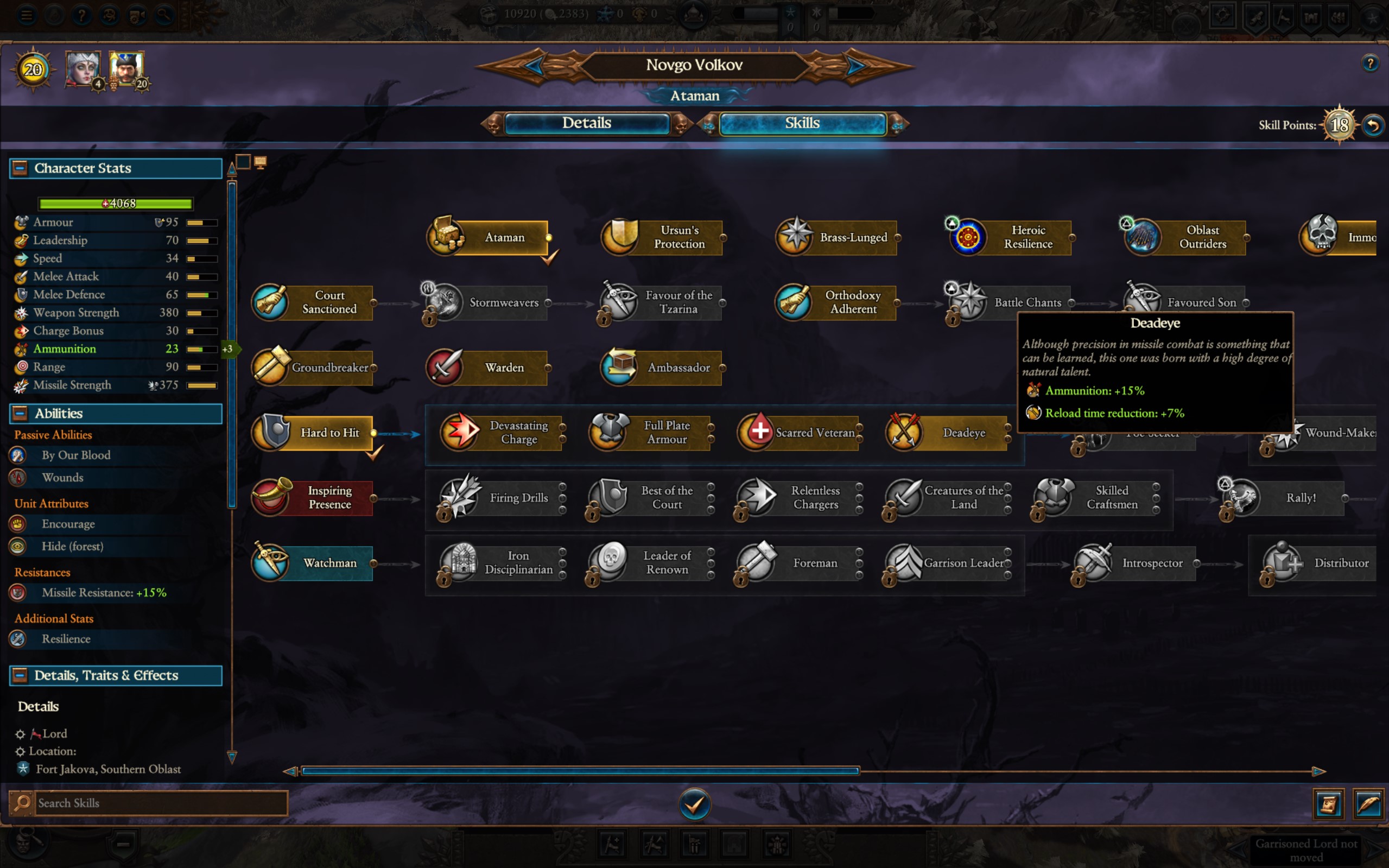 Ataman "Deadeye" skill only has half of the listed effects - Total War: Warhammer