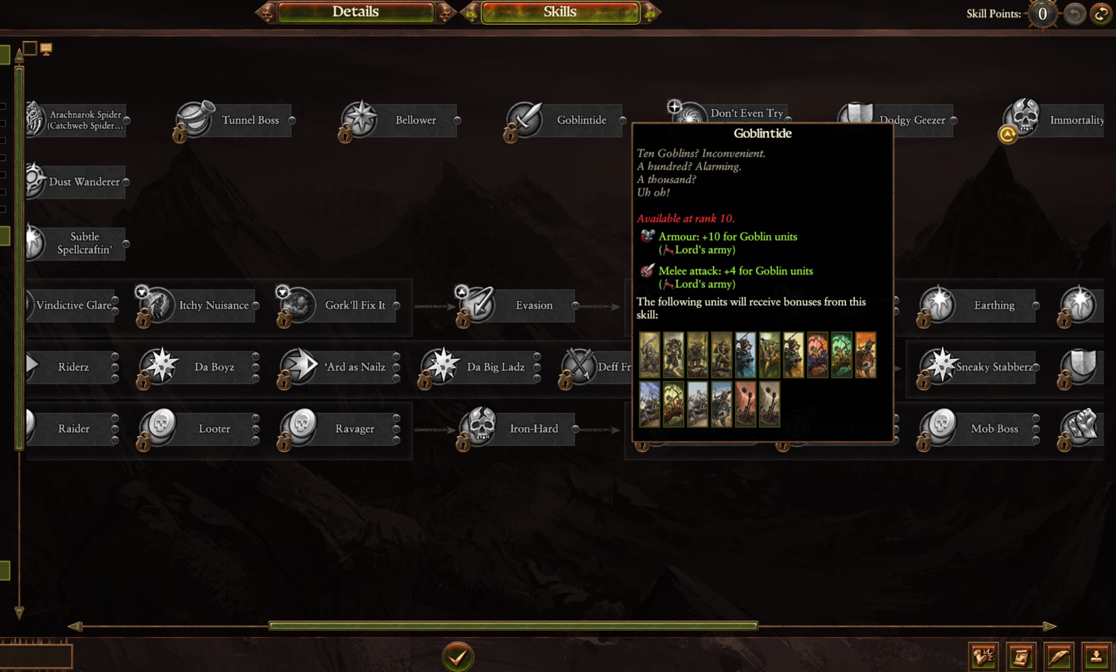 Goblin Bolt Throwa is not affected by multiple skills that target ...