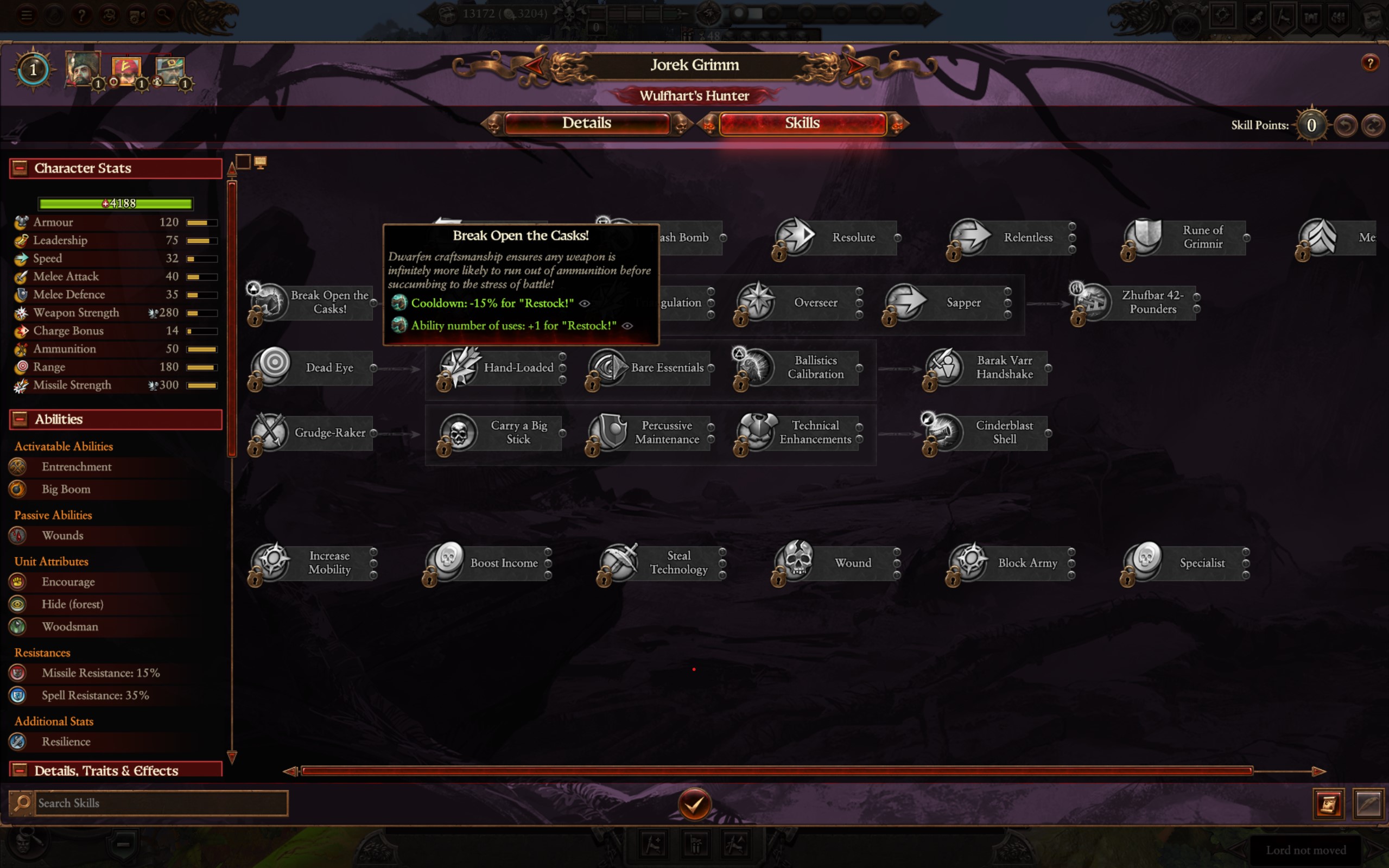Jorek Grimm's skilltree was changed without updating his starting ...