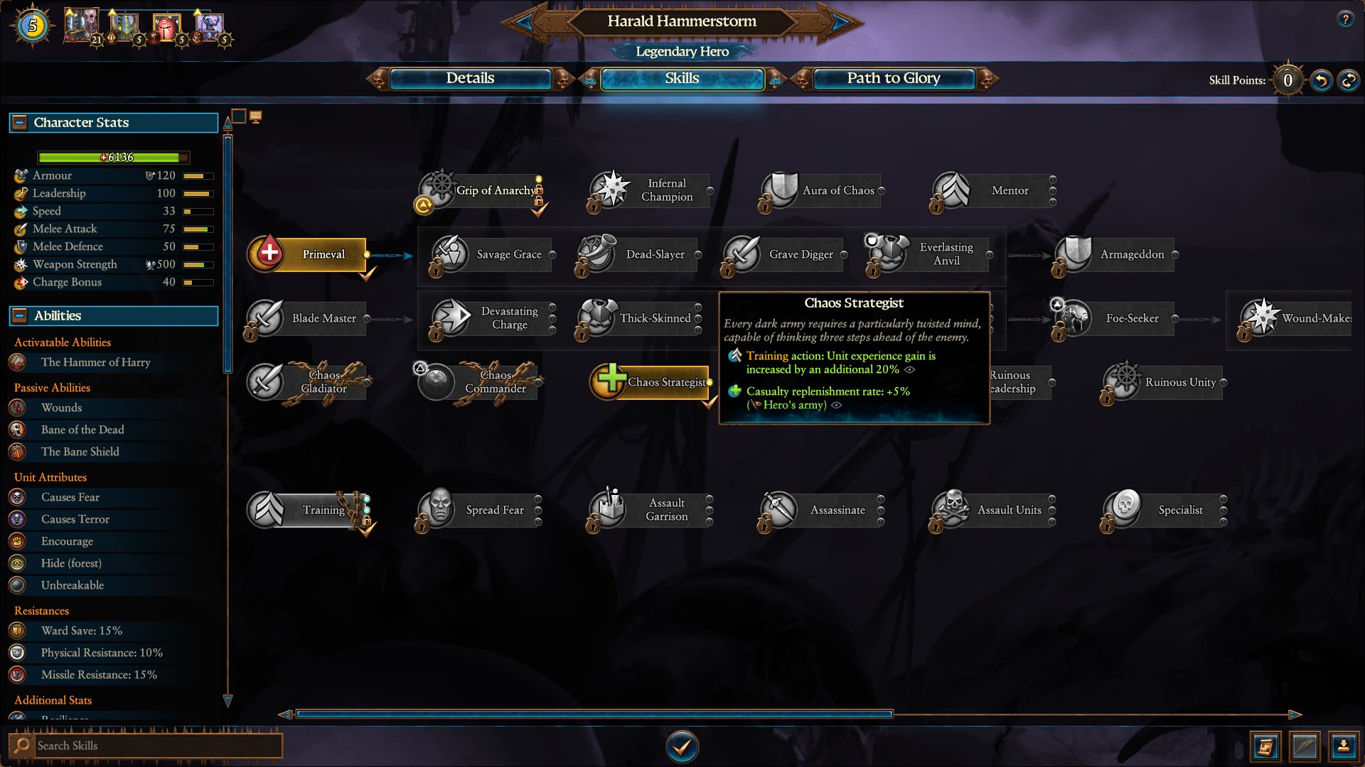 Harald Hammerstorm Chaos Strategist skill does not increase Casualty ...
