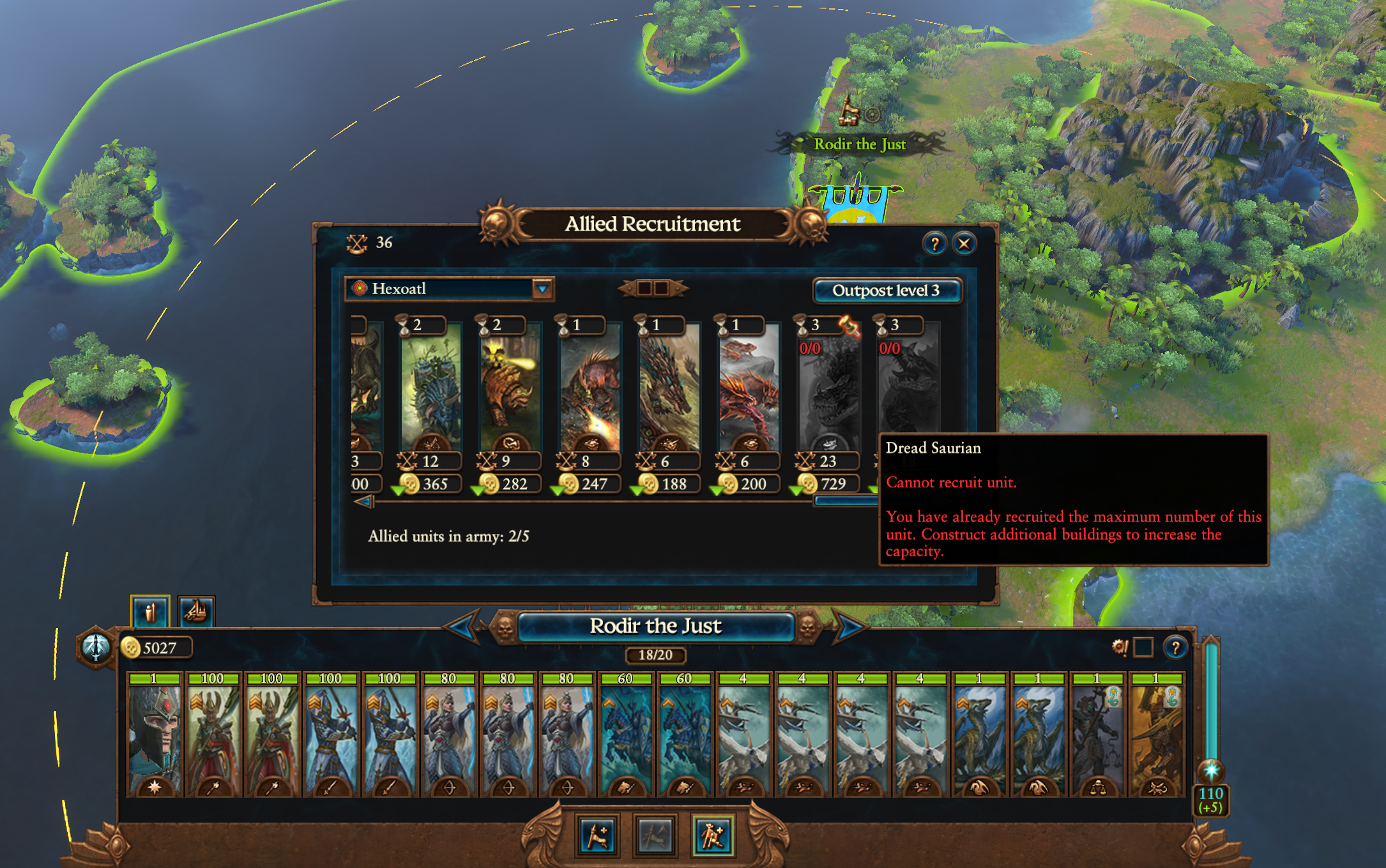 No dread saurian recruitment through outposts - Total War: WARHAMMER