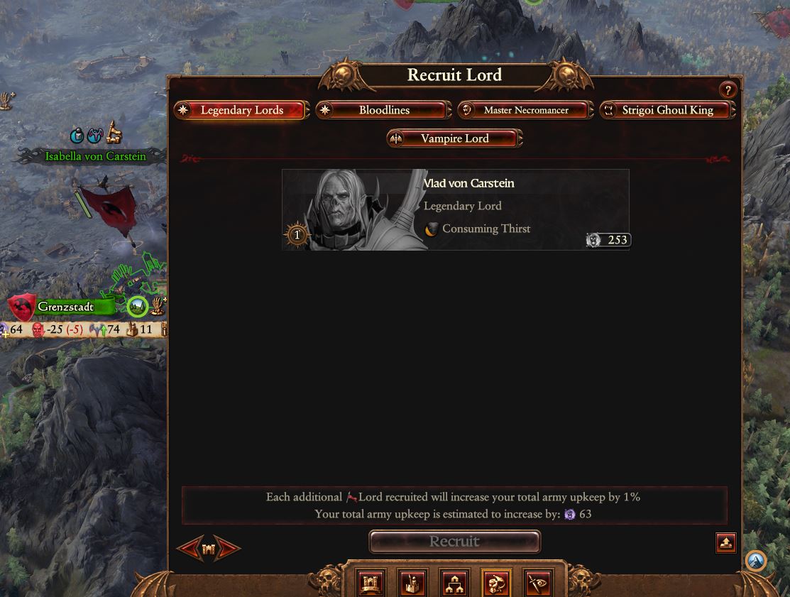 vampire hero shown as lord - Total War: Warhammer