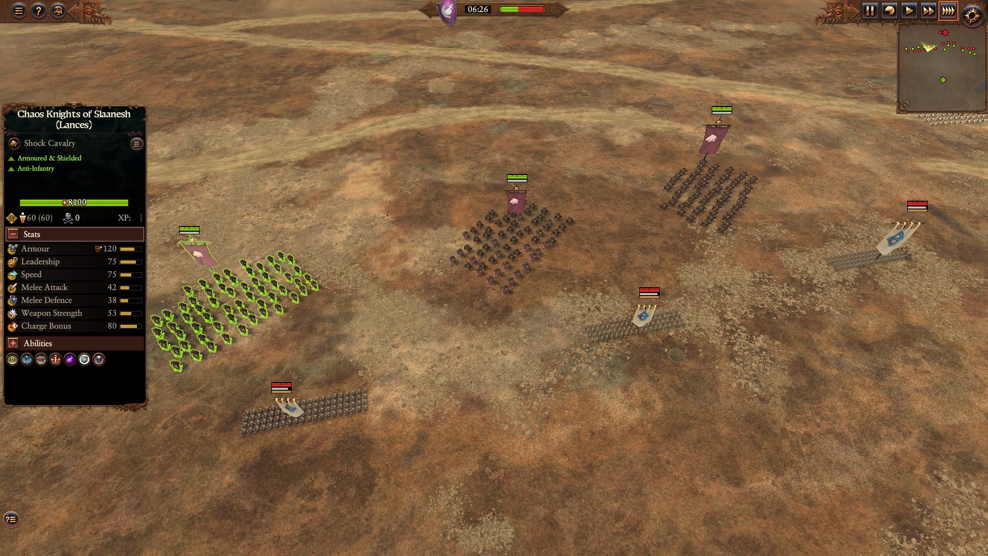 Comparison of marked Chaos Knights (test results) - Total War: WARHAMMER