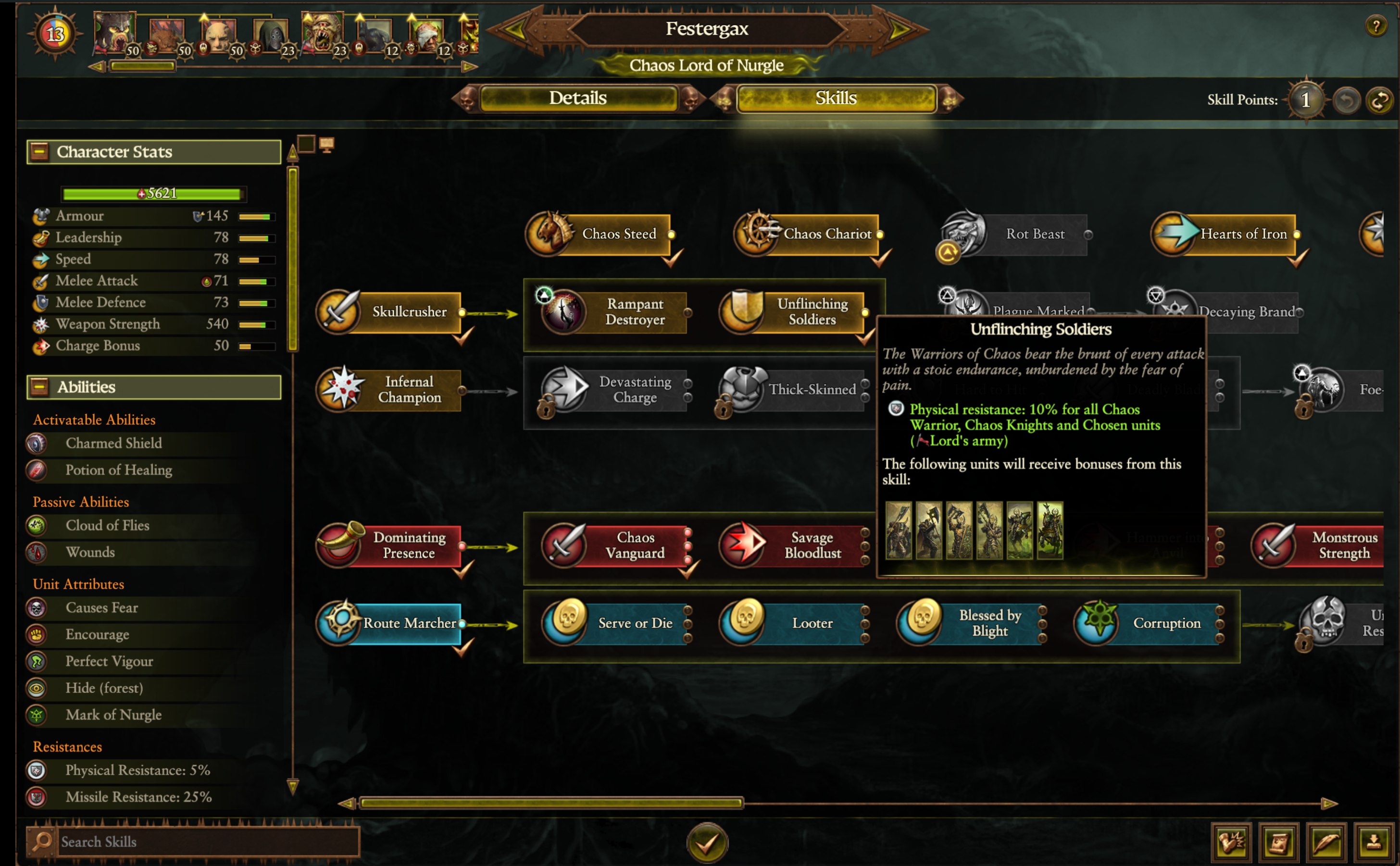 unflinching soldiers trait does not work for Chaos Lord of Nurgle ...