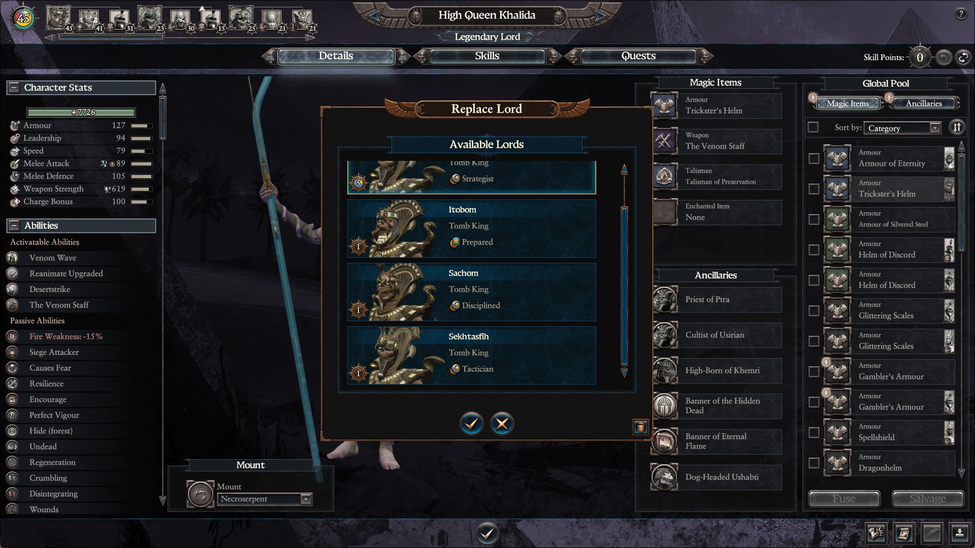 Replacing Lord in Tomb Kings - Total War: Warhammer