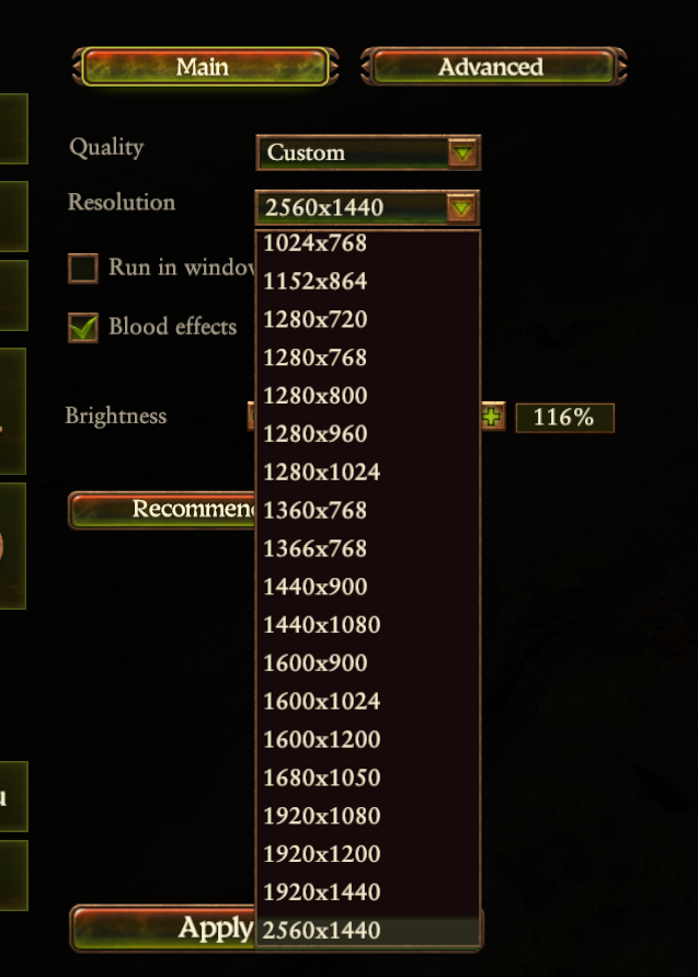 Missing display resolution in windowed mode - Total War: WARHAMMER