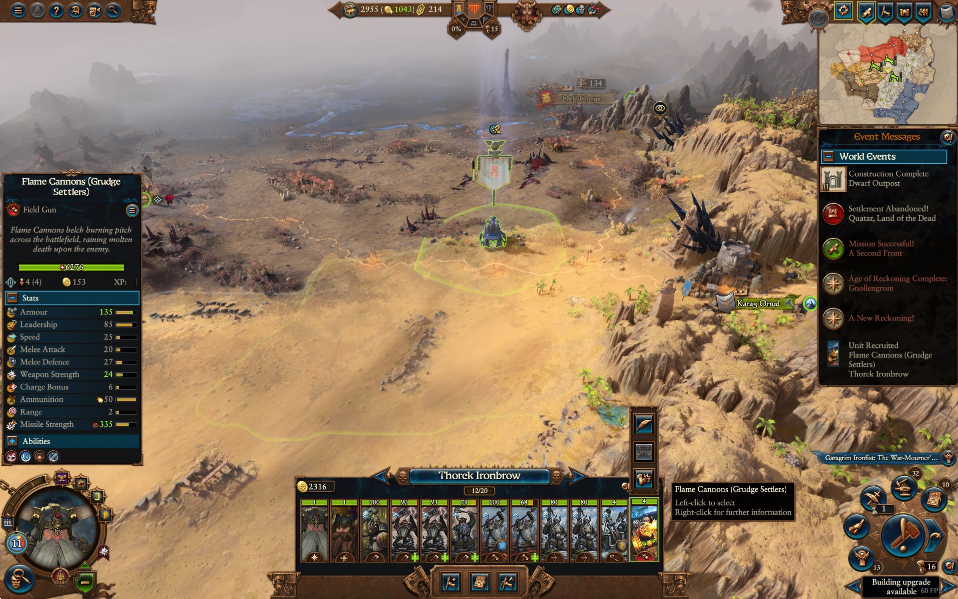 Dwarf Flame Cannon grudge settlers have a range of 2 - Total War: WARHAMMER