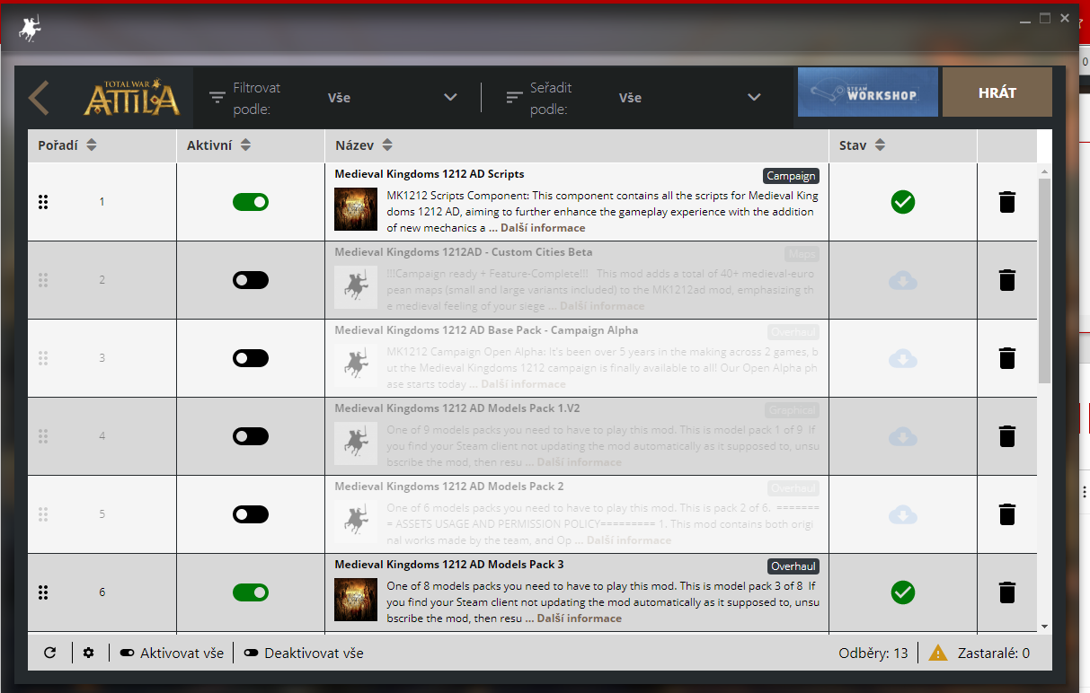 Attila doesn't let me activate mods in the Total War launcher. - Total ...