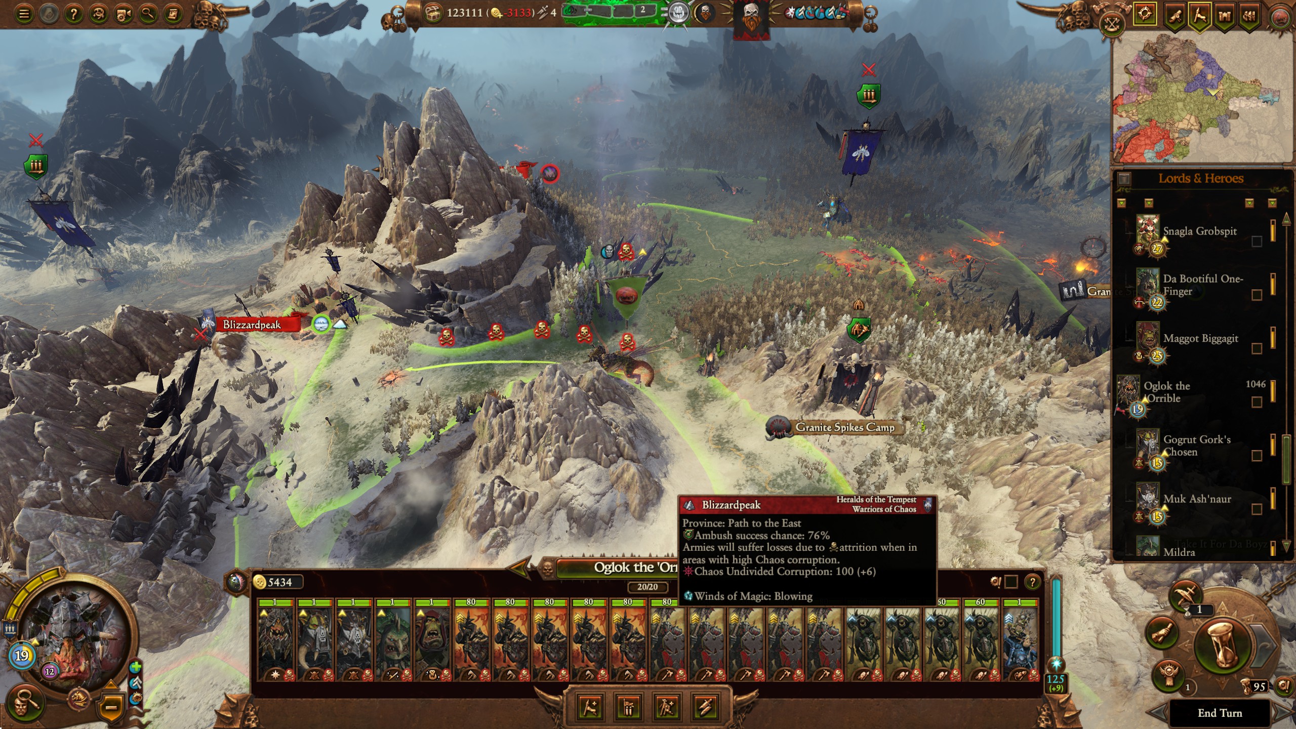 Ogre camp deployed in an inaccessible area - Total War: WARHAMMER