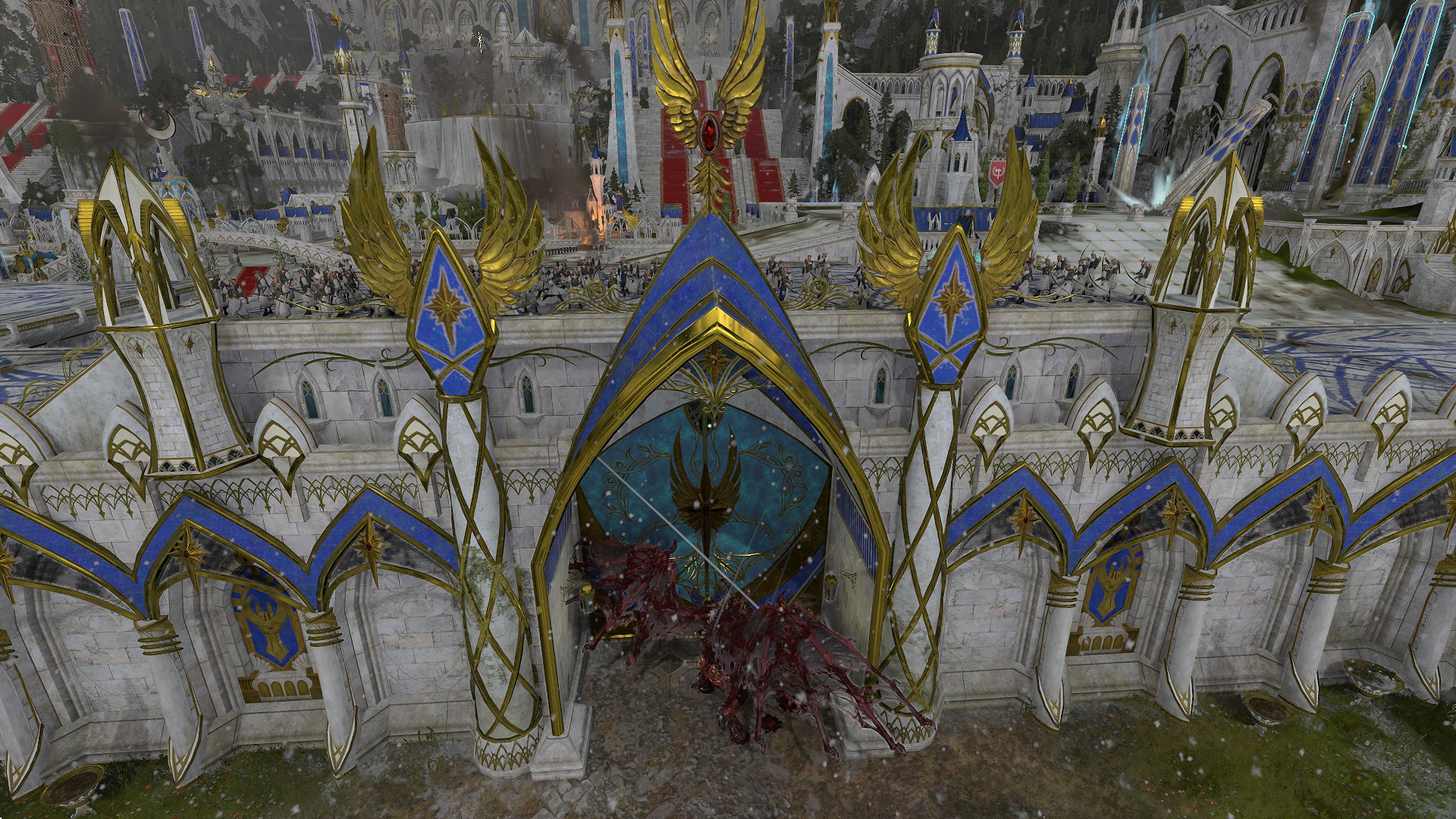 Elven archers shoot through gates - Total War: Warhammer