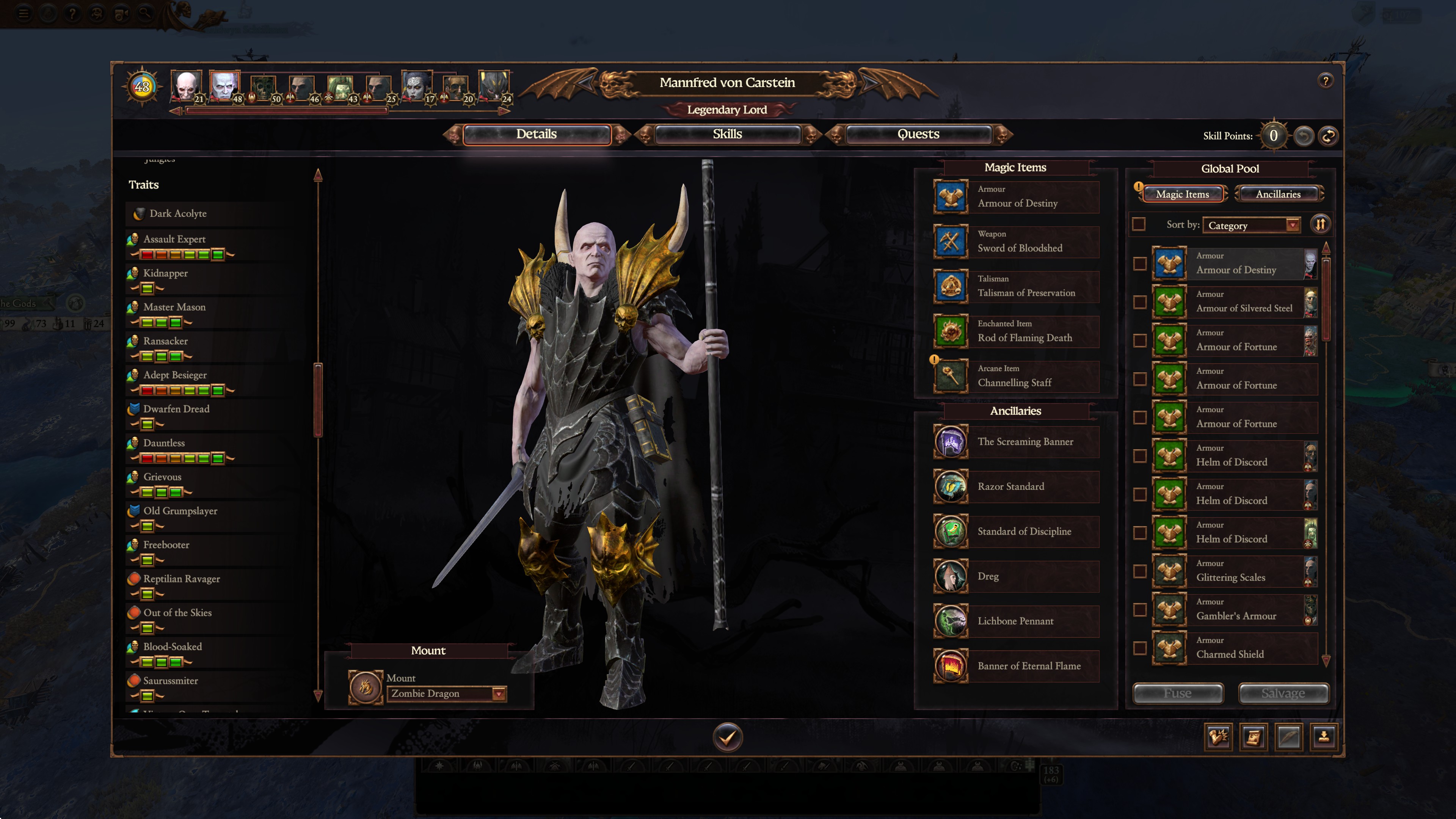 Trait level bar displays incorrect trait level when part of ...