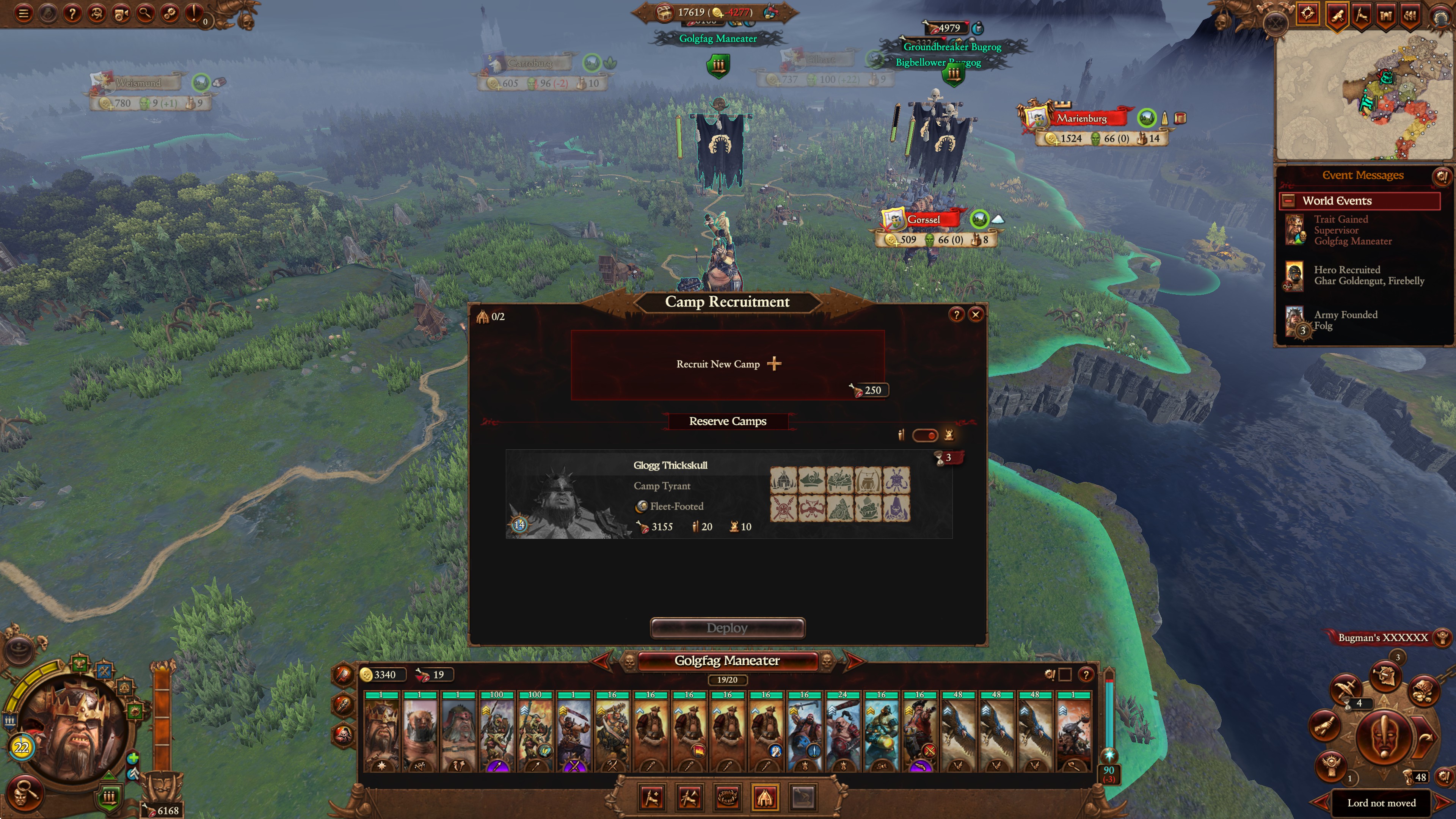 Ogres can globally recruit from packed up camps - Total War: Warhammer