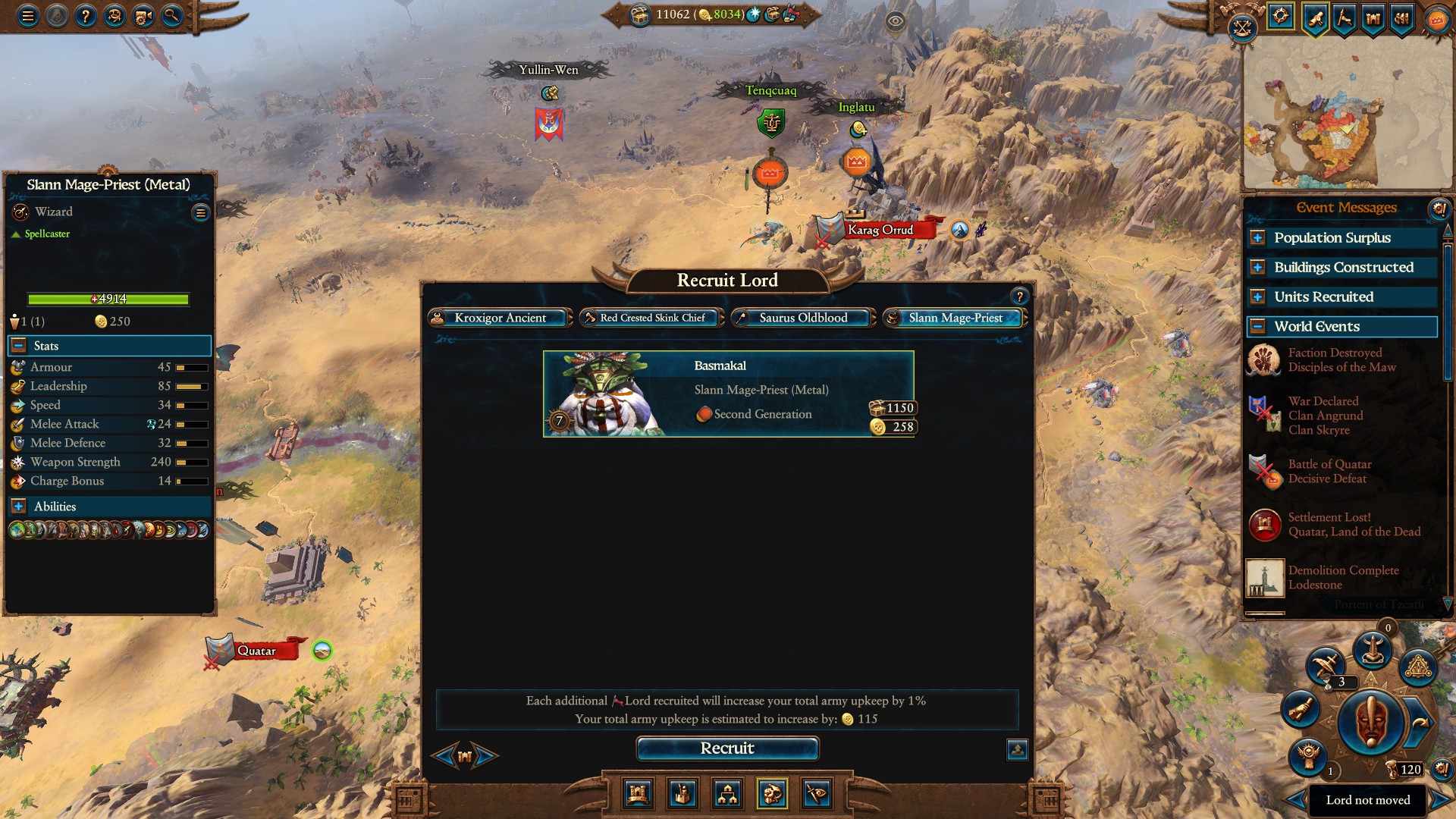 No bonus ranks from Star Chamber when Recruiting a Slann Mage Priest by Replacing another Lord ...