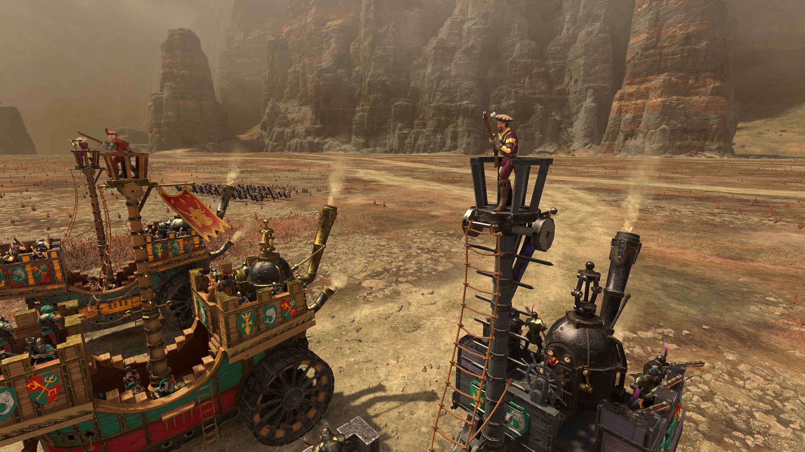 Inconsistent colours on Land Ships crew members and lack of VFX from rifles - Total War: WARHAMMER